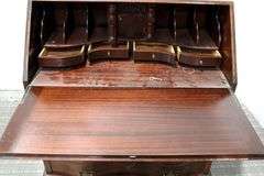 Serpentine Four-Drawer Drop Front Mahogany Desk with Key by Maddox ...