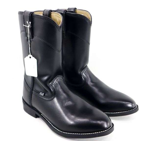 Justin Leather Upper Black Boots. Size 10 Men's - Bunting Online Auctions