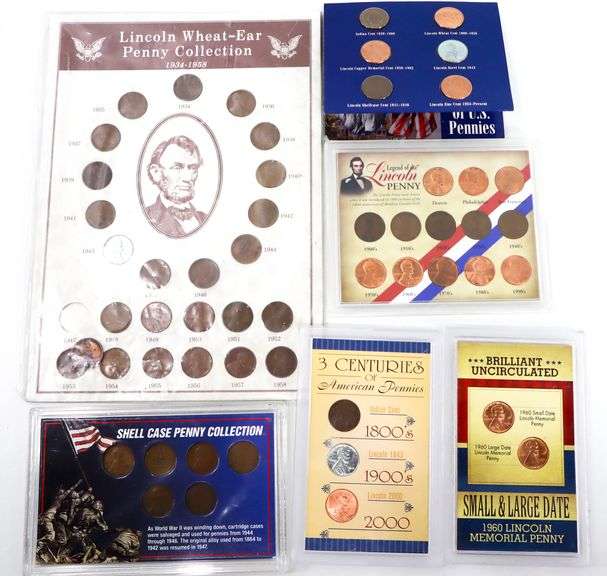 US Penny sets , Wheat cents and Lincoln Memorial pennies in cased sets ...