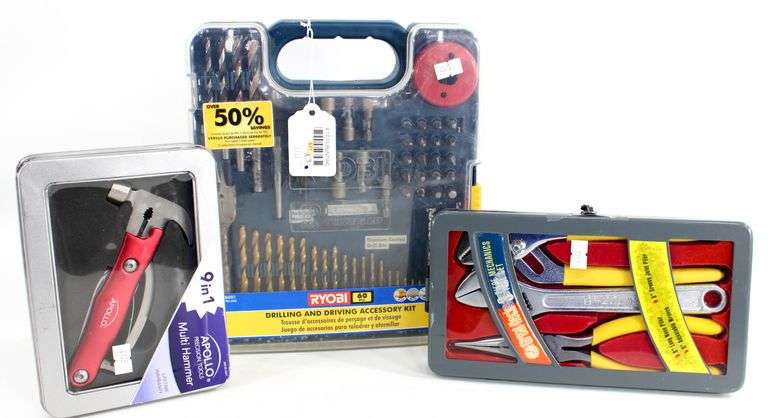Ryobi Drilling and Driving Tool Kit with Multi Hammer and 3 Piece ...