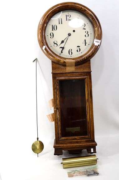 Oak Finish Regulator Style Wall Clock with Pendulum - Bunting Online ...