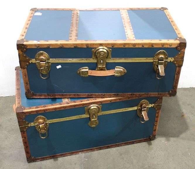 Blue Foot Locker Storage Trunks with Brass Hardware - Bunting Online ...
