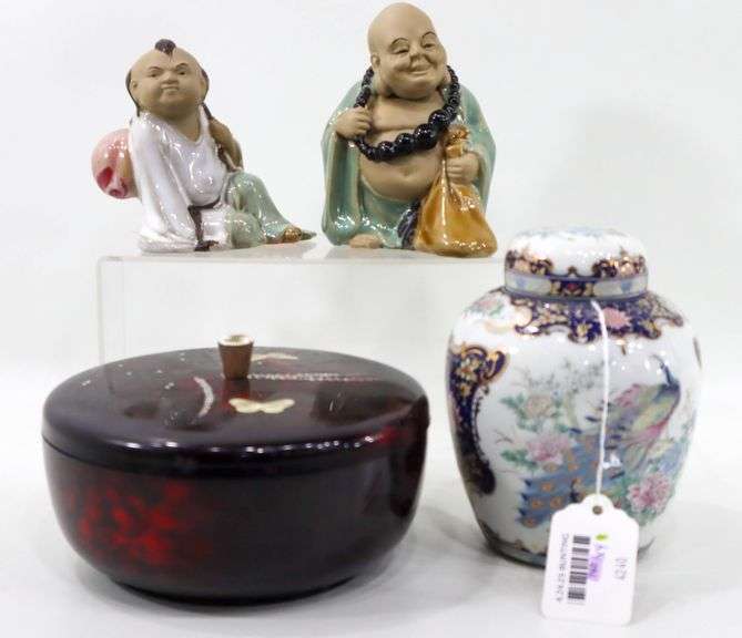 Selection of Chinese / Japanese Home Goods Includes Chinese Mud Man ...