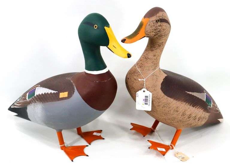 Hand Made and painted Mallard Duck decoy PAIR , Marked Charles Jobes ...