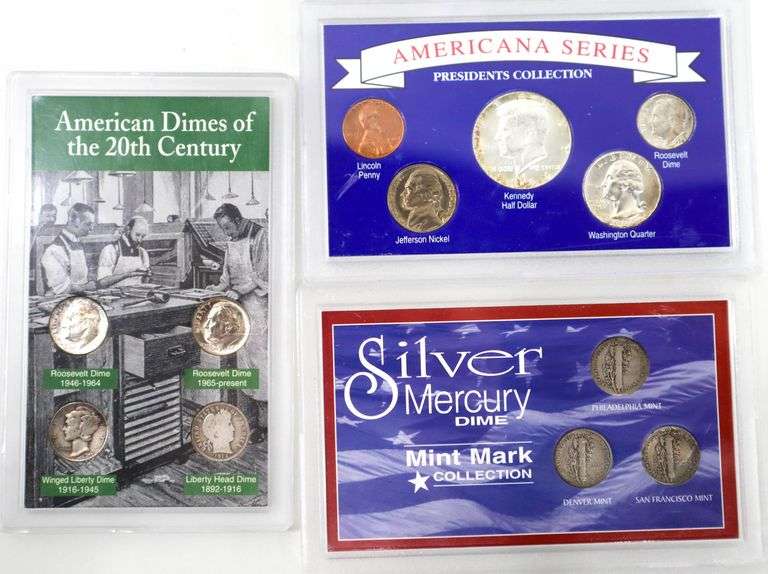 1964 Silver coin year set , 20th century US Dimes( 3 silver 0 and ...
