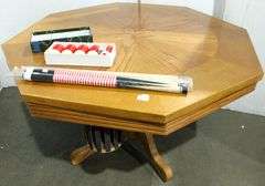 Oak Flip Top Convertible Game Table - Octagon Bumper Pool / Poker Table ...