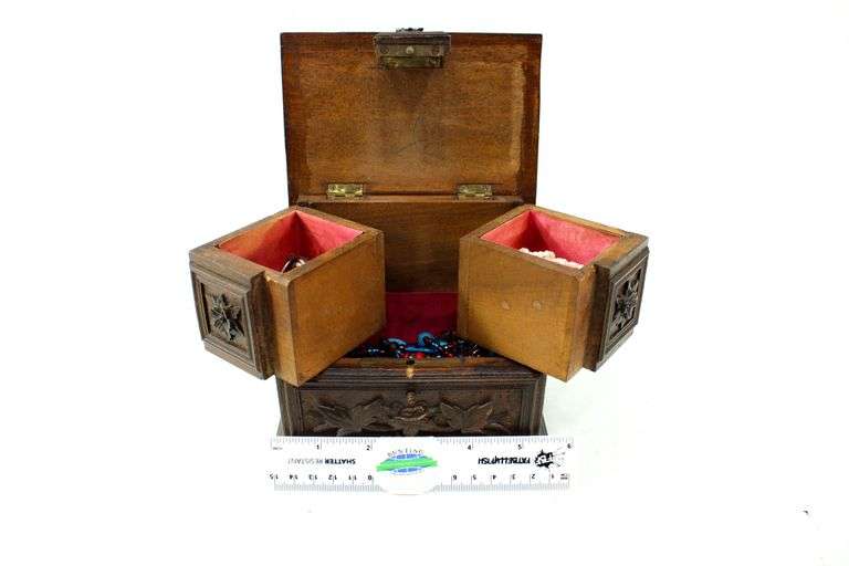 Carved Wood Trinket Box with Birds - Includes Jewelry Inside. - Bunting ...