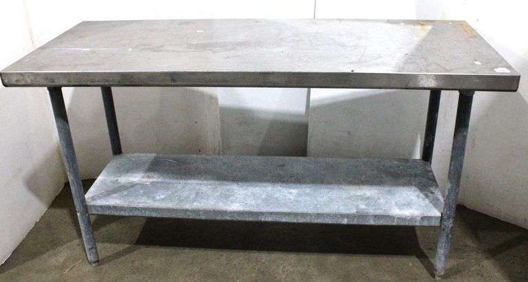 Industrial Metal Tool Workshop Table with Lower Shelf - 33 x 60 x 24 ...
