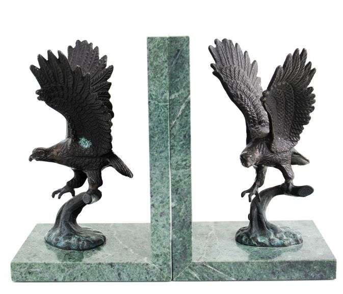 Linco Bronzed Bald Eagle Bookends Made in Taiwan Roc with Marble Base. - Pair - Bunting Online ...