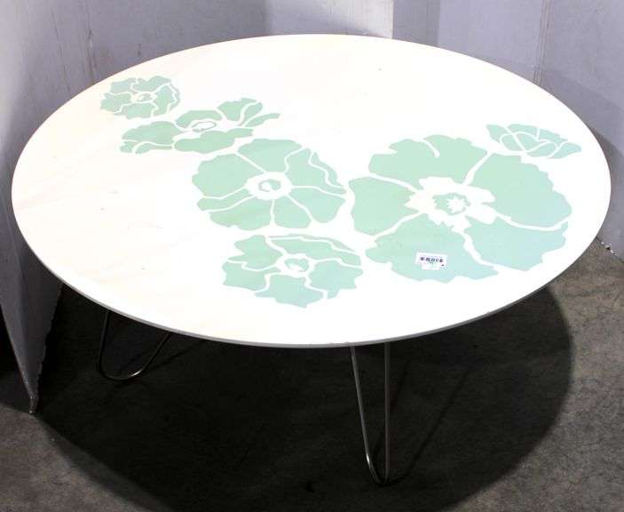 MCM Floral Top Metal Base Centerpiece Table - 34 x 34 x 14 - Bunting ...
