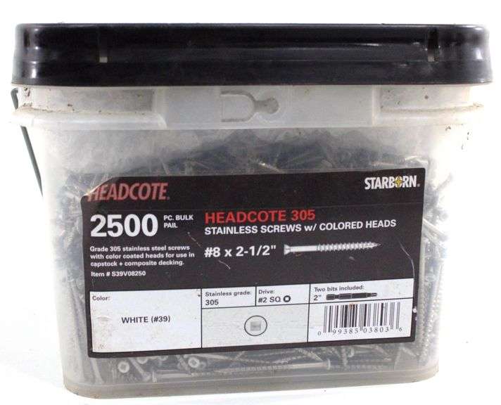 Headcote 305 Stainless Screws with Colored Heads - Bunting Online Auctions