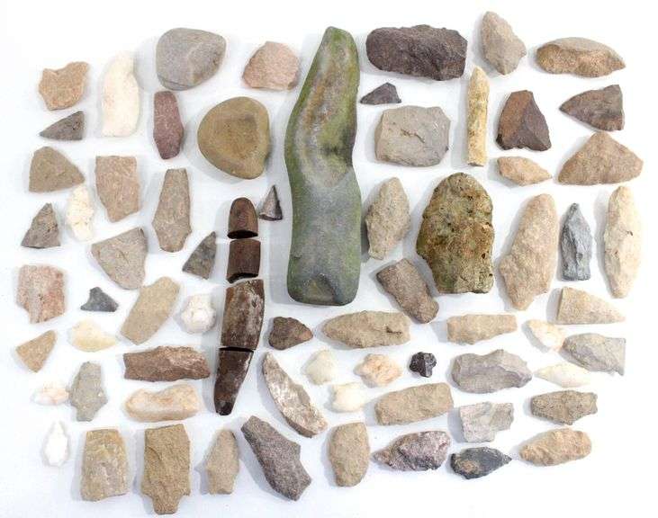 Found Antiquities: Stone-Age Tools and Points. - Bunting Online Auctions