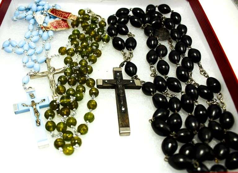 Vintage Rosaries, two with tags. - Bunting Online Auctions