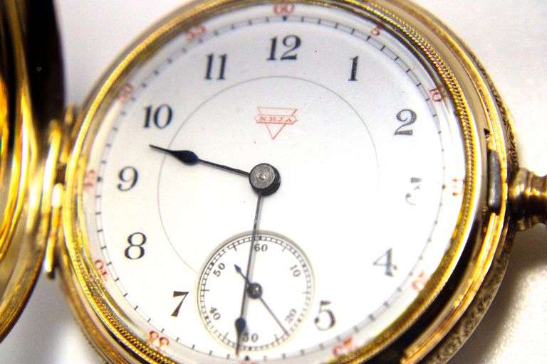 National Jewelers Watch Co. "14 K Gold Hunter cased Railroad Watch ...