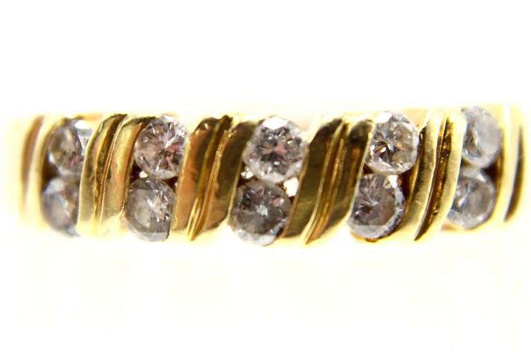 14 KT Gold Diamond Ring, ten Diamonds (tested), size 9. (4.18 gm t.wt ...