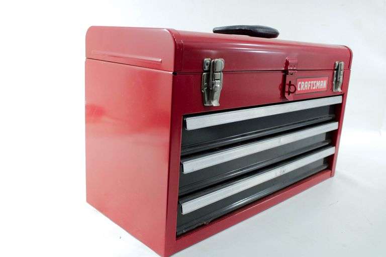 Craftsman Metal Tool Chest Box with Contents - Bunting Online Auctions