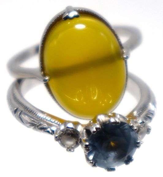 Fun Rings for summer: Sterling Silver blue CZ, size 8 and a translucent ...