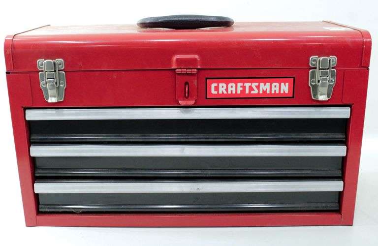 Craftsman Metal Tool Chest Box with Contents - Bunting Online Auctions