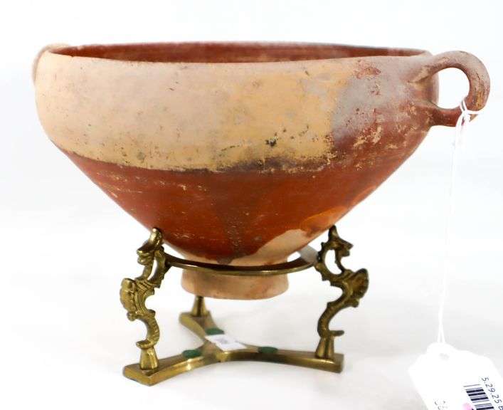 Ancient two handled pottery bowl , Consignor reports it is Roman in ...