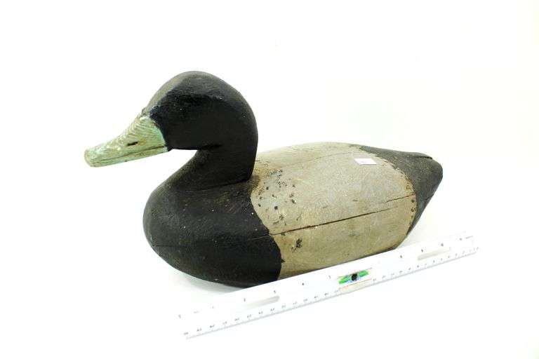 Very old , Hand carved and painted Blue Bill Duck Decoy , Appears to ...