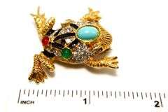 Vintage Sphinx Jeweled Frog Brooch. Unmarked. - Bunting Online Auctions
