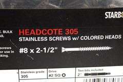 Headcote 305 Stainless Screws with Colored Heads - Bunting Online Auctions