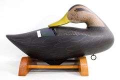 Pair hand carved Black Duck Decoys , Signed Patrick Vincent 1987 , with ...