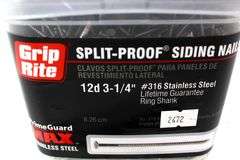 Grip-Rite Split-Proof Siding Nails - 12d 3-1/4" #316 Stainless Steel ...