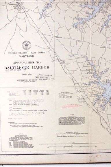 "Baltimore Harbor" maritime navigational chart, 36" x 45" - Bunting ...