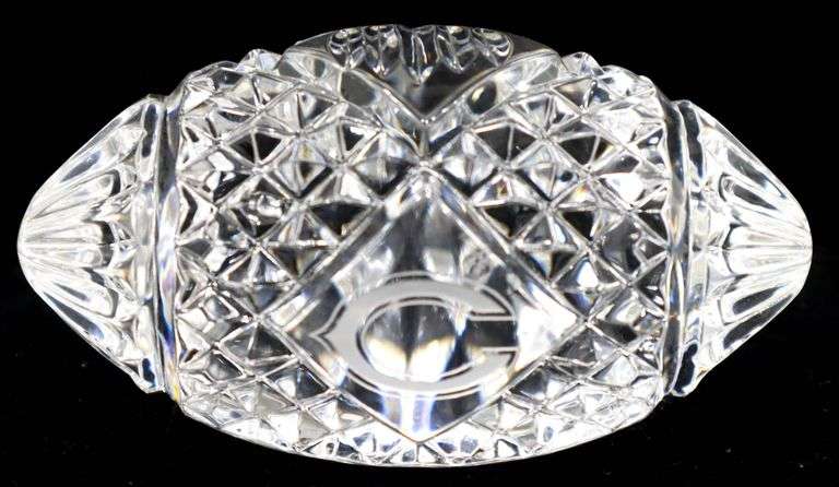 Waterford Crystal Glass Football Paperweight - Engraved "C" - Bunting ...