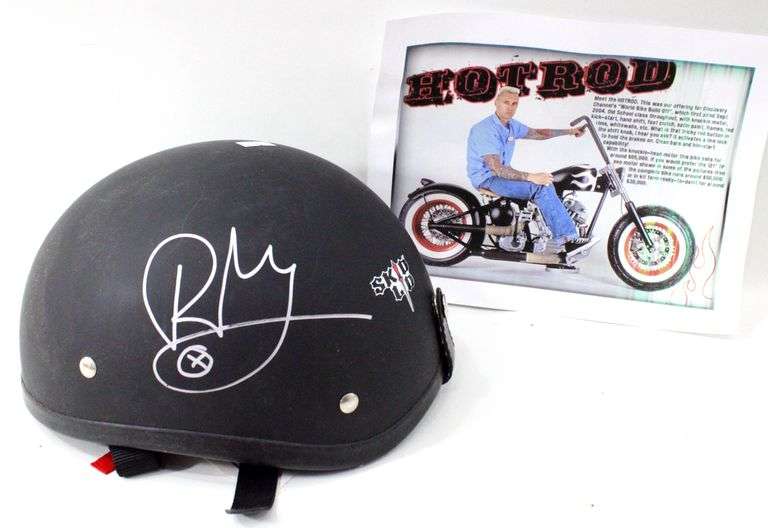 Motorcycle Helmet Signed by Russel Mitchell of Exile Cycles - Bunting ...