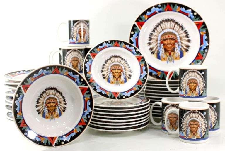 Tienshan Stoneware Southwest American Indian Chief Dinnerware Set ...