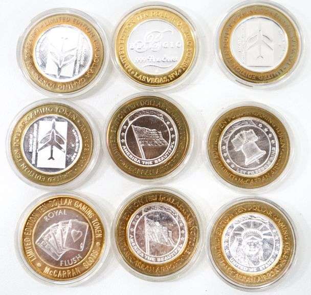 $10 gaming tokens , Each contains 17 G of .999 pure silver , 9 items ...