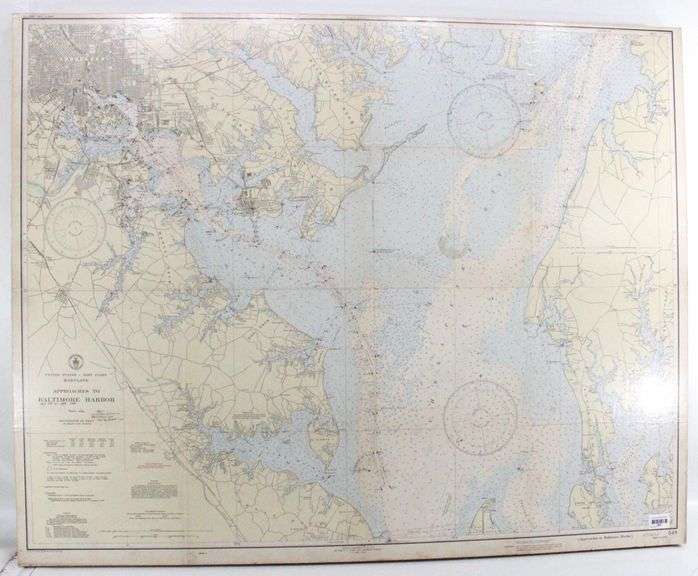 "Baltimore Harbor" maritime navigational chart, 36" x 45" - Bunting ...