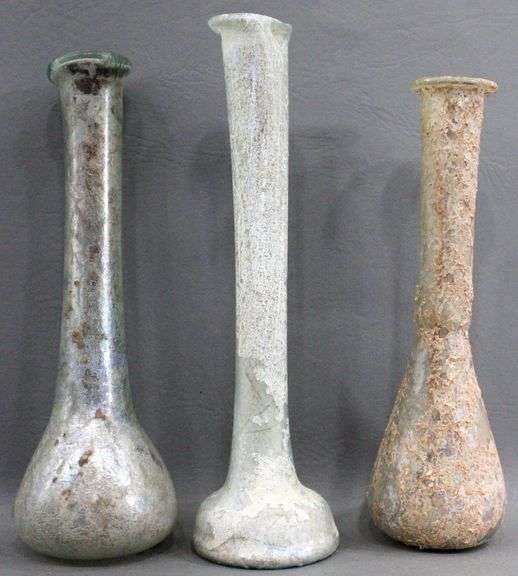 Ancient Roman Glass Bottles - Slight Iridescence , External ...