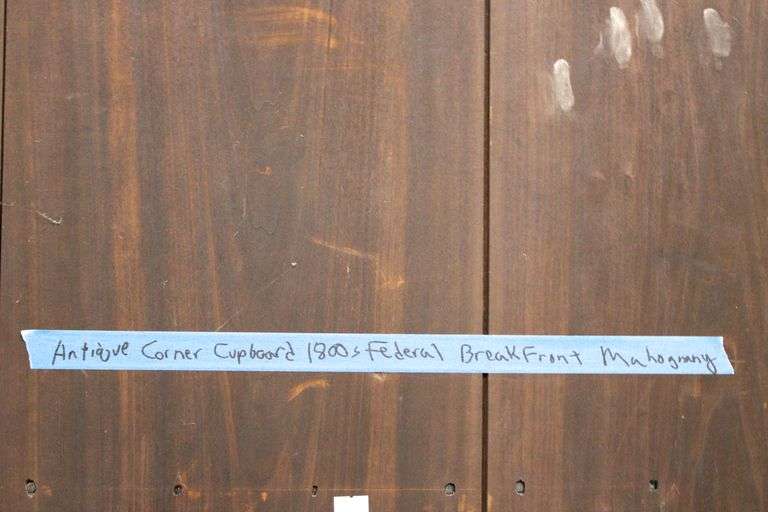 Antique 1800s Federal Mahogany Breakfront / Corner Cupboard - 48 x 32 x ...