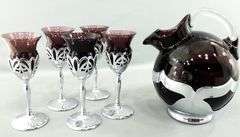 Krome Kraft - Cambridge Amethyst Glass and Chrome Pitcher and Stemware ...