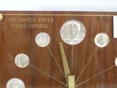 1964 SIlver US Coin Clock , Includes two 1964 Kennedy silver half ...
