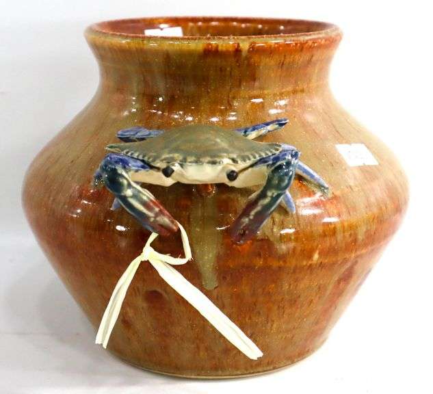 Signed and Dated 06 - Richard Ashburn Pottery Sculptural Crab Relief ...