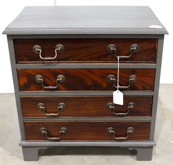 Burl Wood Veneer Front Four-Drawers Painted Cabinet - 21 x 14 x 21 ...