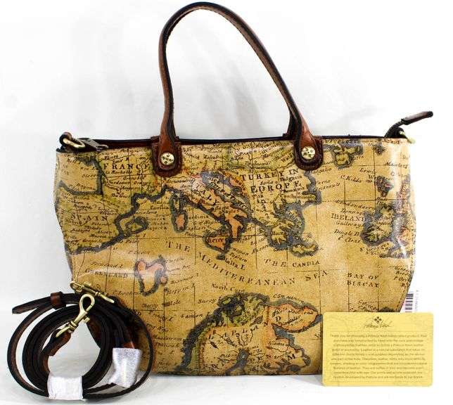 Patricia Nash P1020414 European Map Print Handbag with Strap and ...