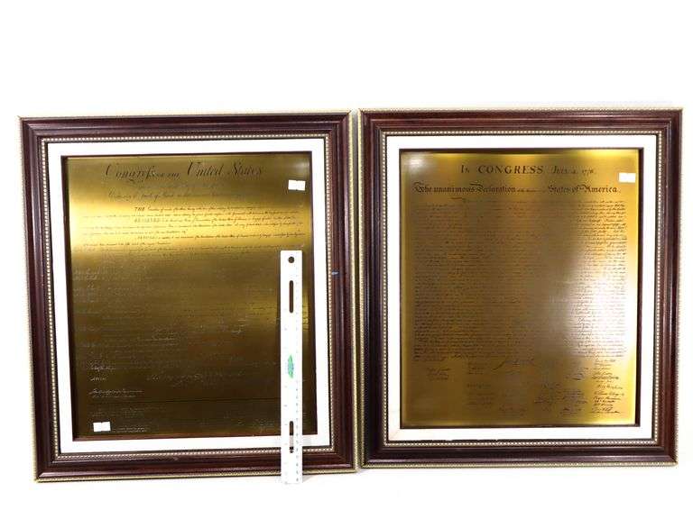 "Declaration of Independence" & "Bill of Rights" two engraved brass ...