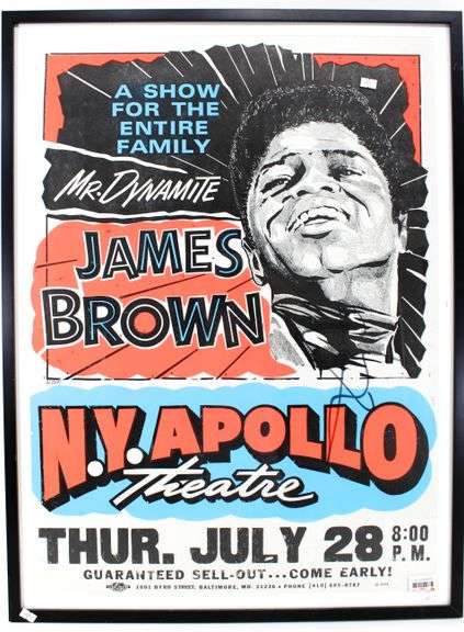 James Brown "Mr. Dynamite" signed vintage Apollo Theater promotional ...