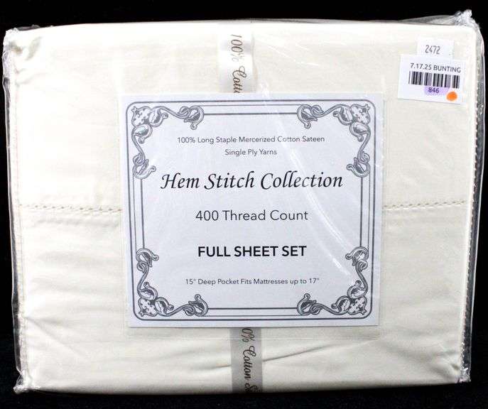 Hem Stitch Collection Full Sheet Set. 400 Thread Count - - Bunting ...