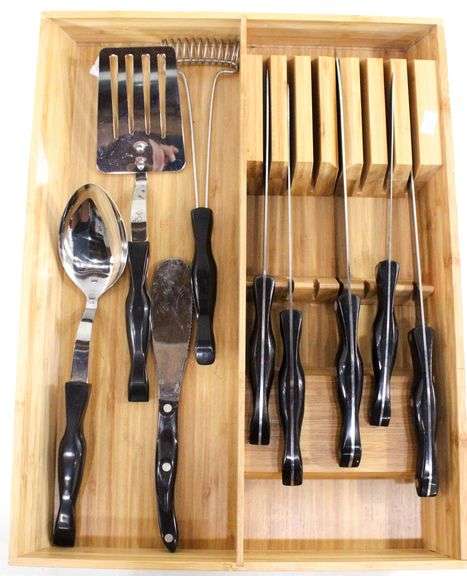 Cutco Knife and utensil collection in wooden drawer tray , Includes ...