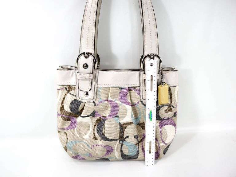 Coach Signature Multi-Colored Jacquard Material Handbag - Bunting ...