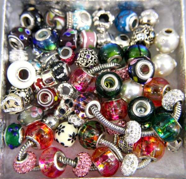 Pandora Style Bracelet Charm Beads and Bracelet. - Bunting Online Auctions