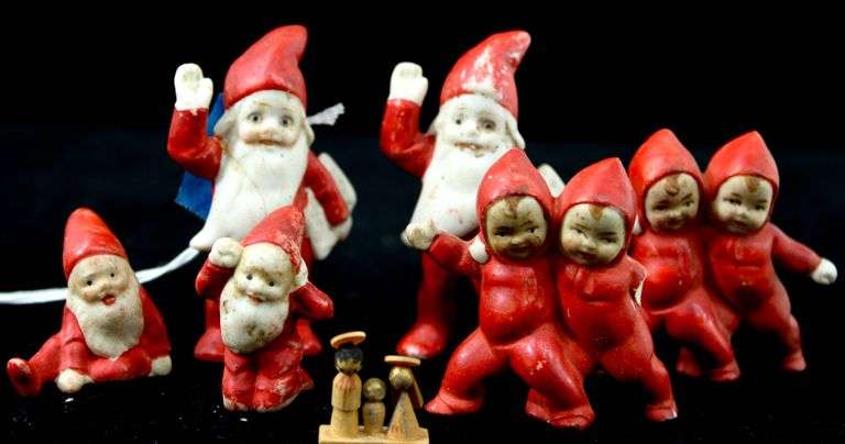 Antique German Santa and elf/pixies, likely from the early 1900s ...