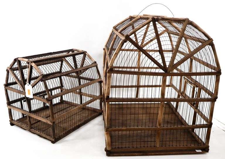 Vintage Wood and Wire Dutch Colonial Bird Cages - Bunting Online Auctions