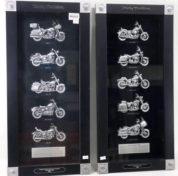 Framed Shadow Box Harley-Davidson Pewter Motorcycles of the 80's & 90's ...
